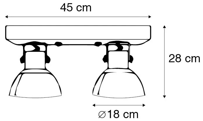Stropní lampa bronzová 2-světlo se dřevem - Mangoes