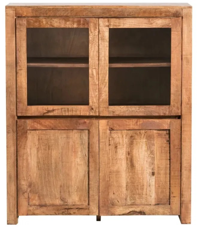 furniture-nabytek.cz - Masivní vitrína Countryside z mangového dřeva, lakovaná, hnědá – 118×45×140 cm
