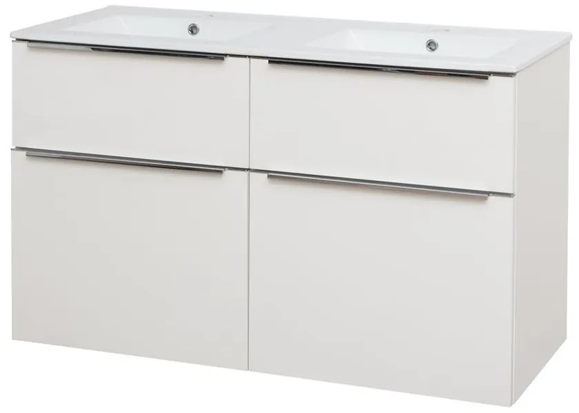 Mereo Mereo, Mailo, koupelnová skříňka s keramickým umyvadlem 121 cm, bílá, dub, antracit, CN513