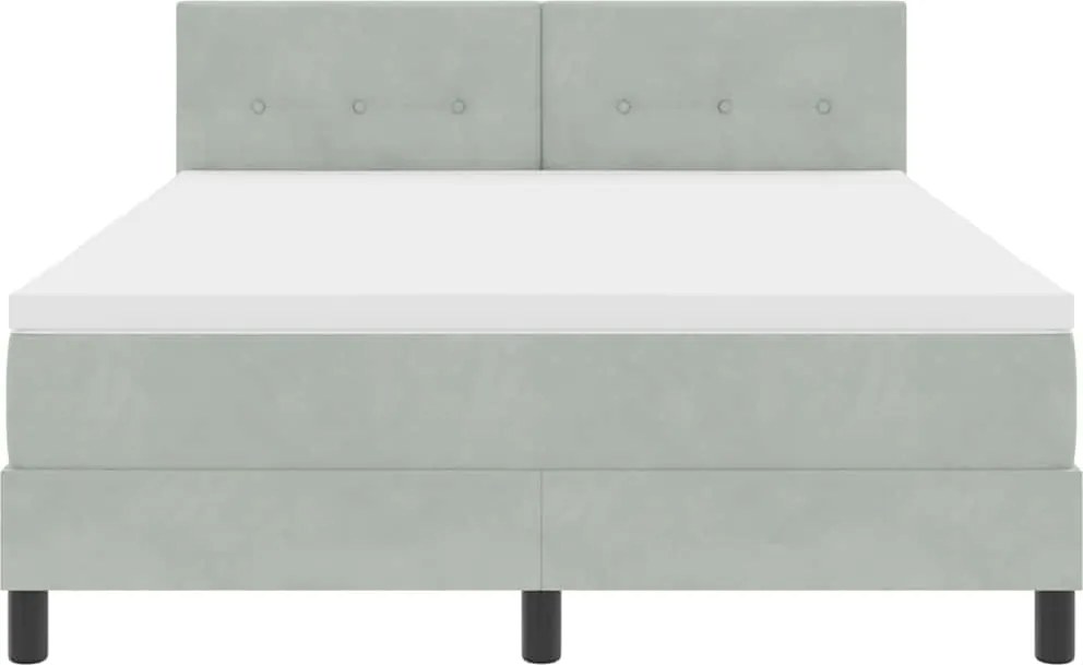 Postel s boxspringem s čelo Světle šedá 140 x 190 cm samet 3339170