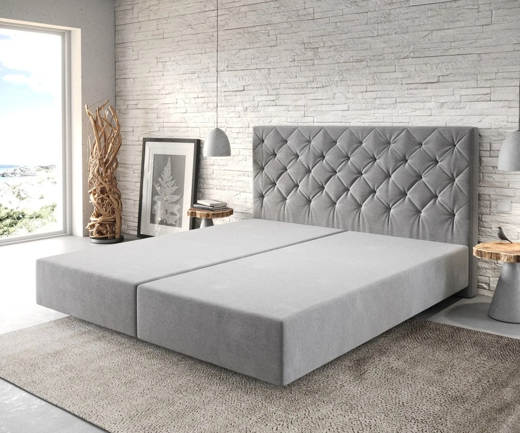 DELIFE Postel Boxspring Dream-Great 180x200 cm mikrovlákno šedá