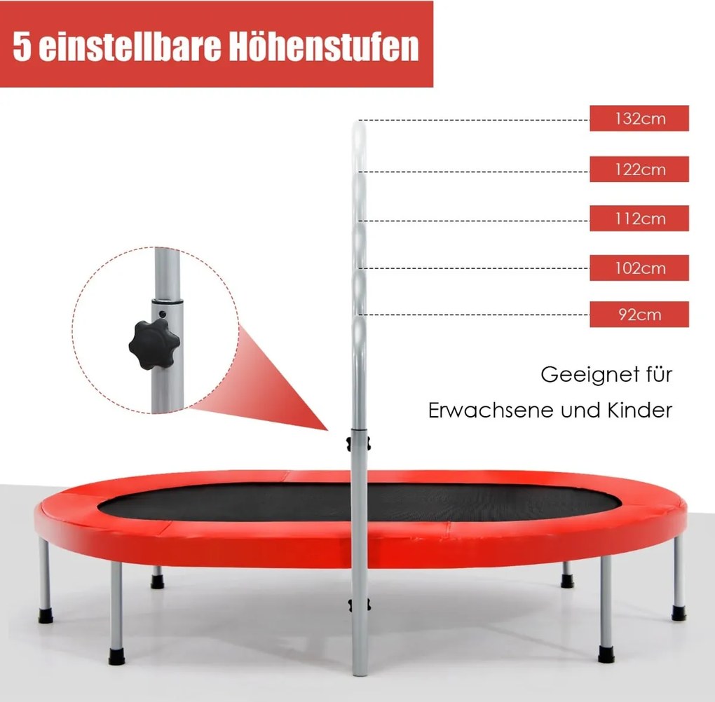Costway Dvojitá trampolína skládací fitness trampolína s nastavitelným madlem