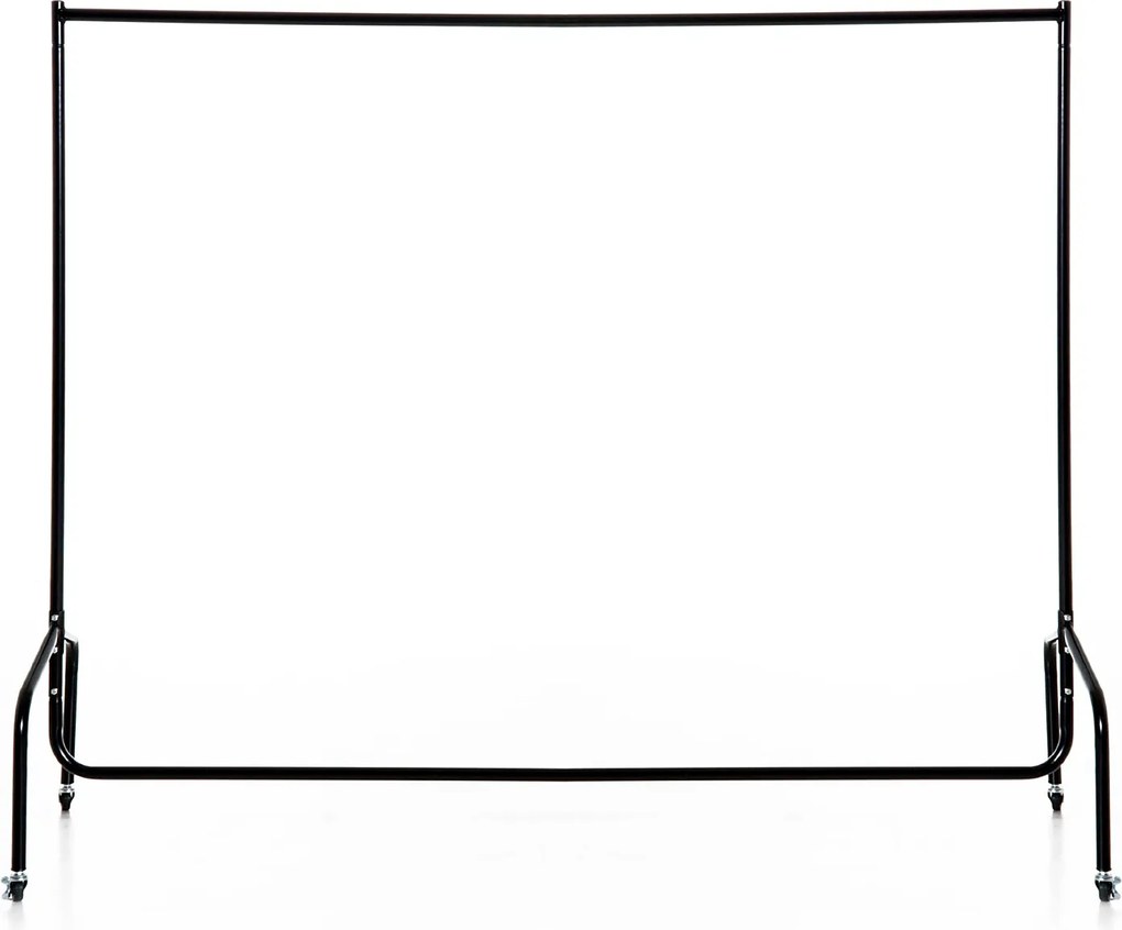 HOMCOM Stojan na oblečení s kolečky, pevný kovový rám, nosnost 140 kg, 180 x 60 x 170 cm, černá ocel | Aosom