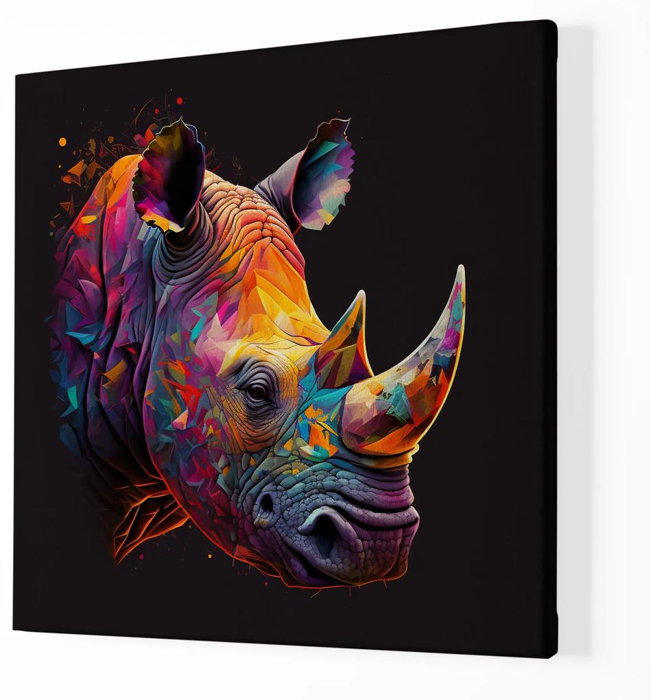 Obraz na plátně - barevný nosorožec FeelHappy.cz Velikost obrazu: 120 x 120 cm