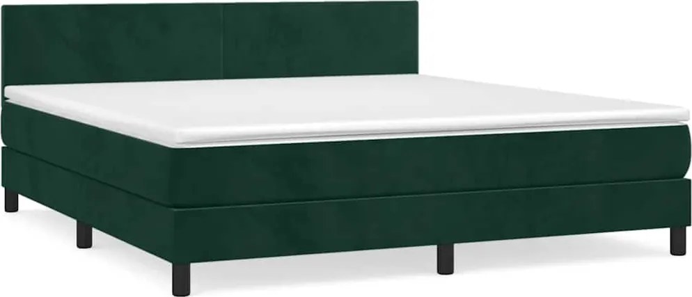 Box spring postel s matrací tmavě zelená 180x200 cm samet 3141200