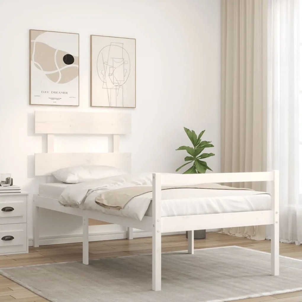 Postel s čelem pro seniory bílý Single masivní dřevo 3195317