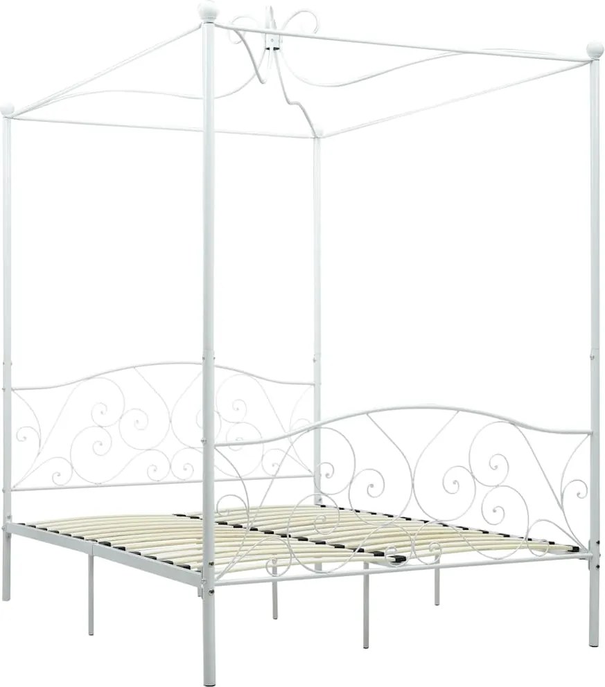 Rám postele s nebesy bílý kovový 140 x 200 cm 284471