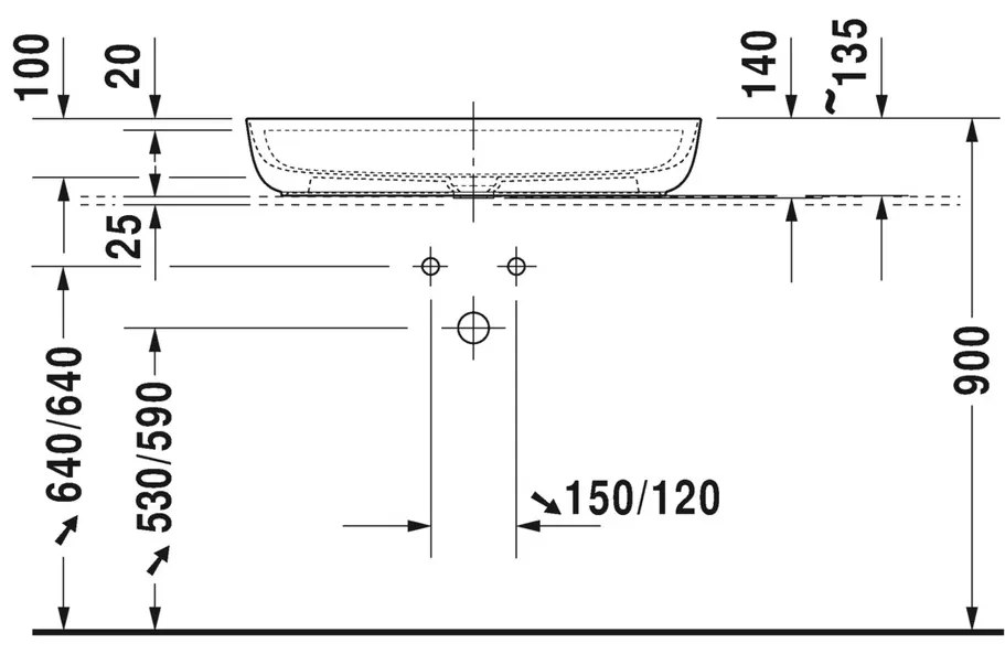 Duravit Luv- Umyvadlová mísa, 80x40 cm, bílá 0380800000