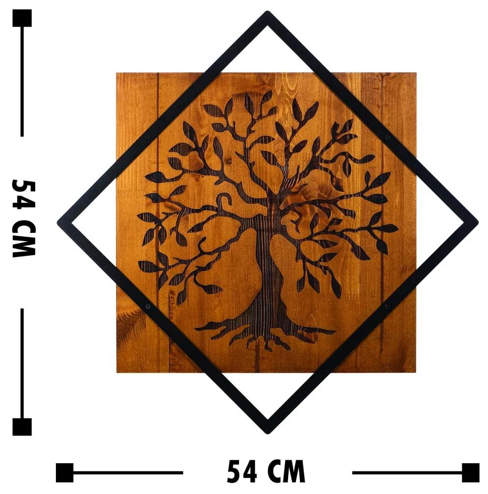 Nástěnná dřevěná dekorace TREE II hnědá/černá