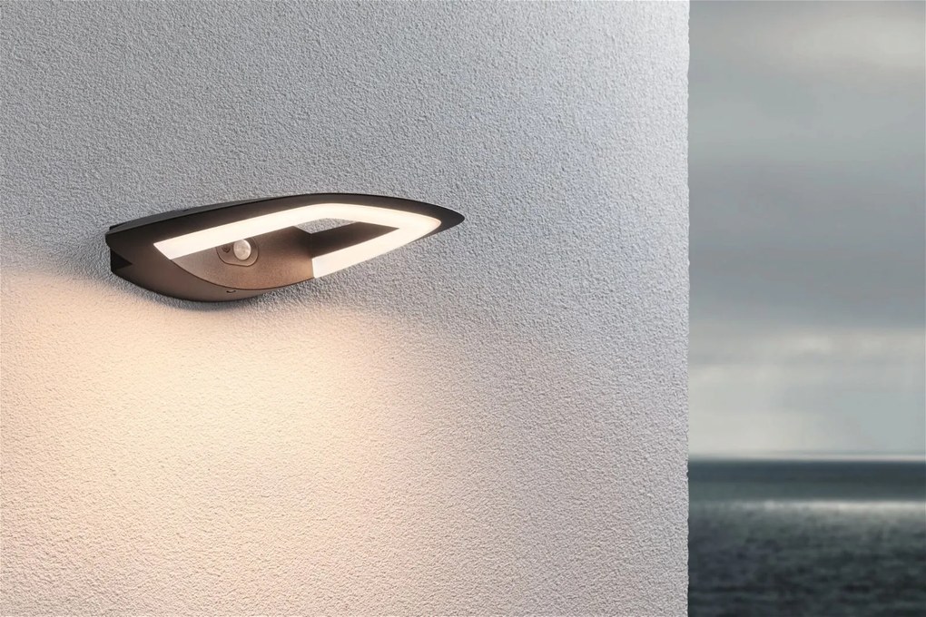 P 94838 LED venkovní nástěnné svítidlo Akena pohybové čidlo IP44 243x254mm 3000K 11W 230V antracit hliník - PAULMANN