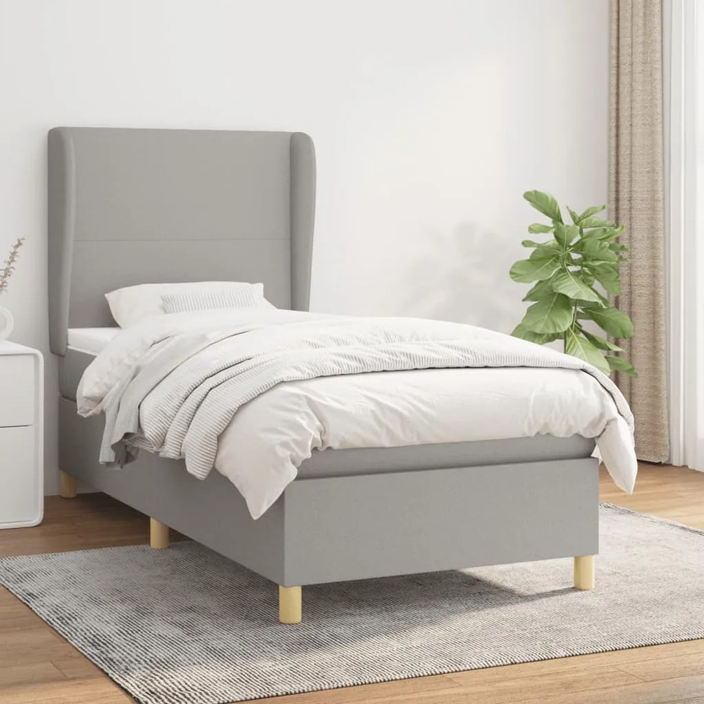 Box spring postel s matrací světle šedá 80 x 200 cm textil 3128317