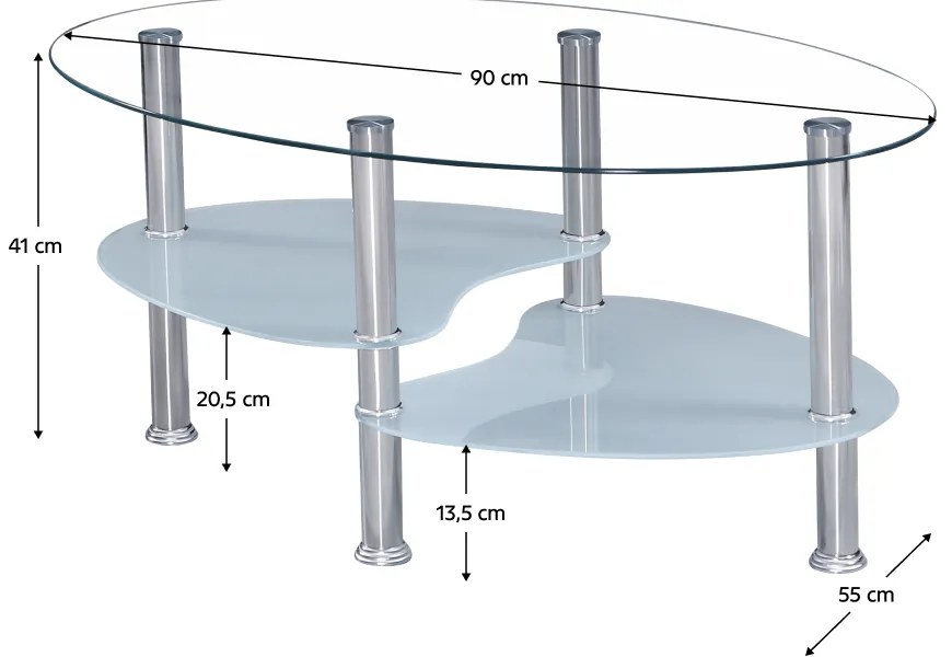 Kondela Konferenční stolek, ocel/sklo, WAVE NEW