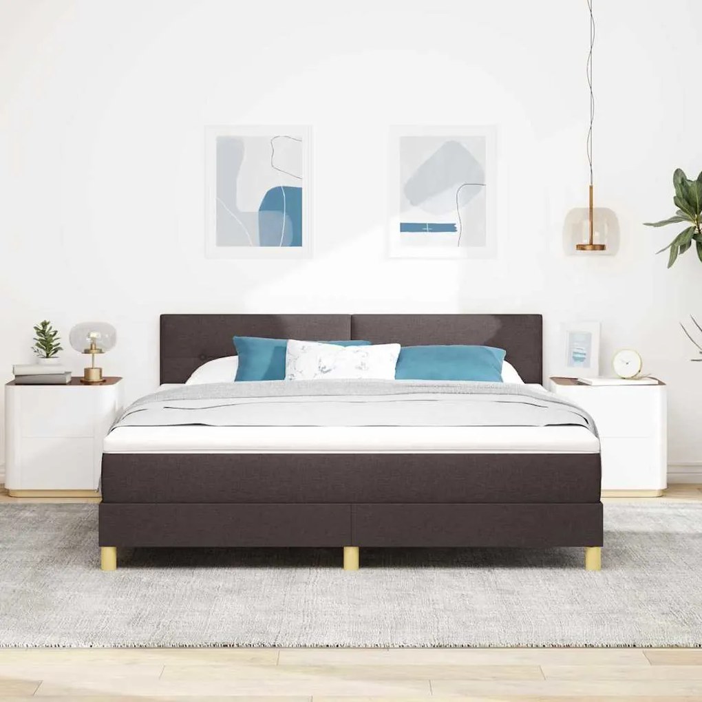 Postel s boxspringem s čelo Tmavě hnědá 180 x 200 cm textil 3338940