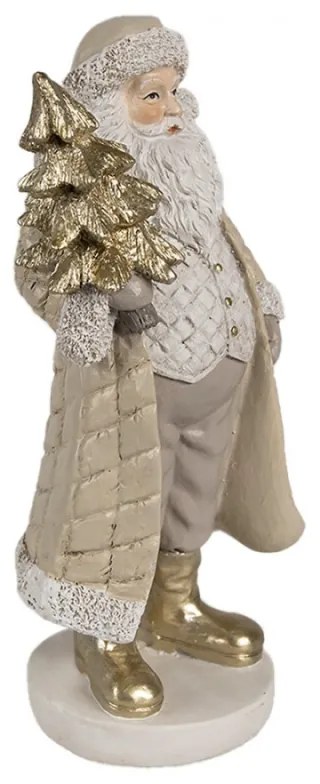 Vánoční dekorace Santa Claus ve zlatých holinkách se stromečkem – 21 cm