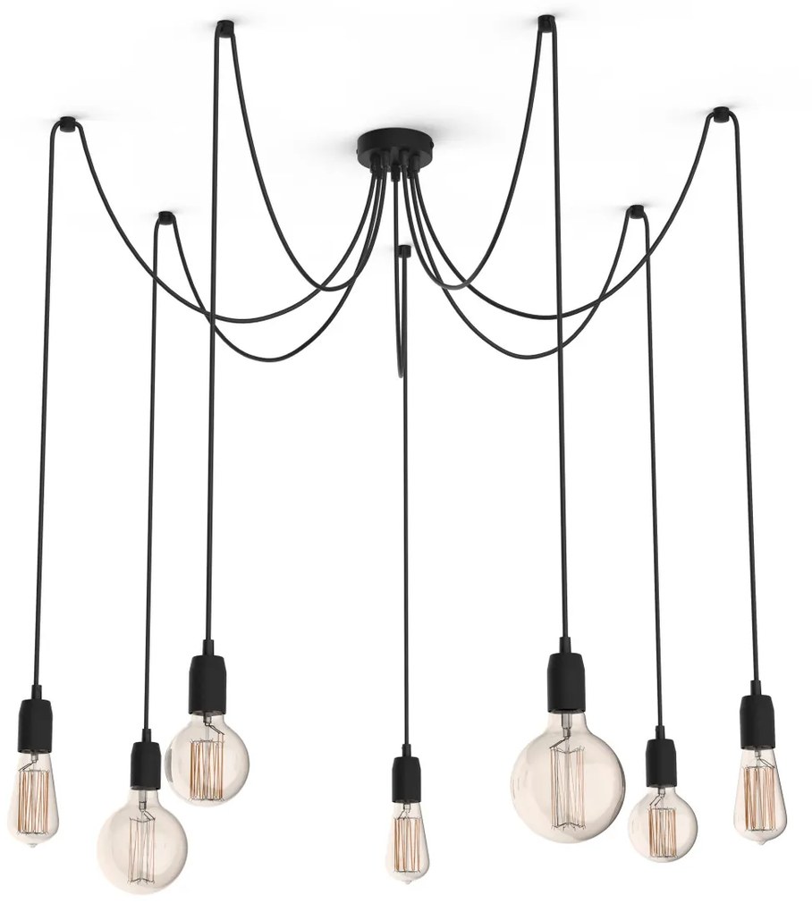 Light for home - Závěsné svítidlo na lanku 10409 "SPIDER", 7x60W, E27, Černá