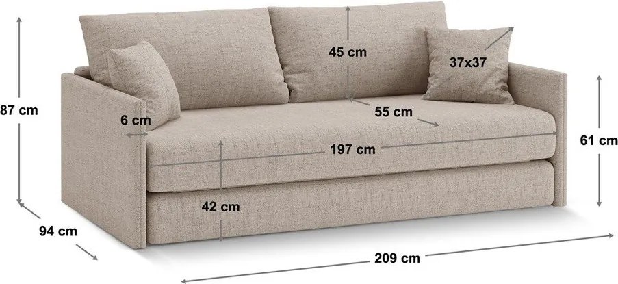 Růžová sametová rozkládací pohovka 209 cm Shannon – Cosmopolitan Design