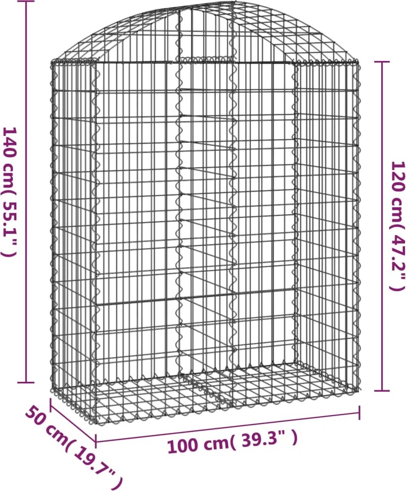 Klenutý gabionový koš 100 x 50 x 120/140 cm pozinkované železo 153436