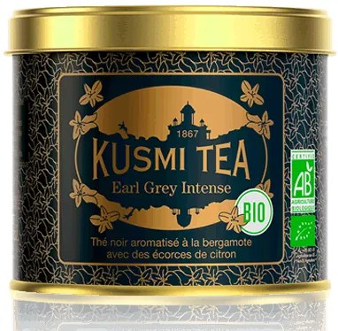 Kusmi Tea Sypaný černý čaj Earl Grey Intense Bio, kovová dóza 100 g 21703A1070