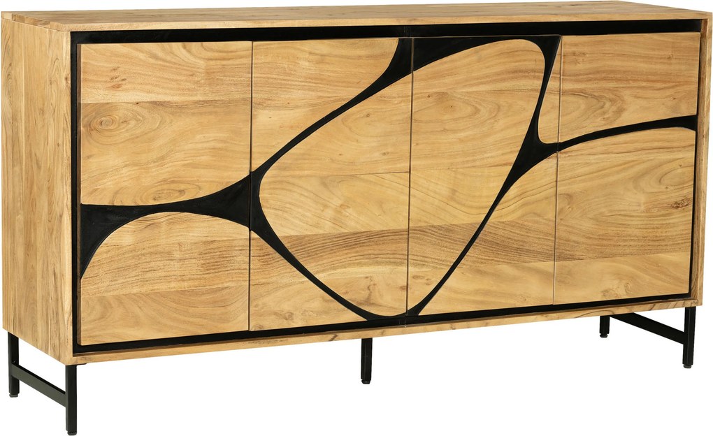 XXXLutz ŠIROKÁ KOMODA, akácie, černá, barvy akácie, 160/85/40 cm Ambia Home - Komody na nožičkách - 001630029202