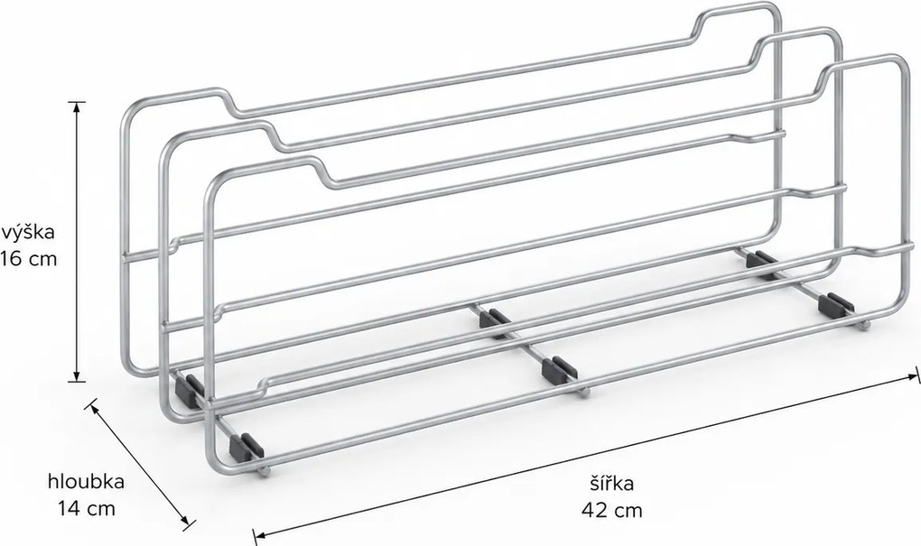 METALTEX Stojan a držák na poklice, 3DECK, 3 přihrádky, 14 x 42 x 16 cm, stříbrný