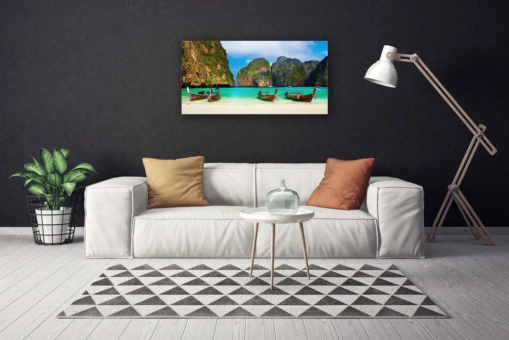 Obraz na plátně Pláž Moře Hory Krajina 125x50 cm