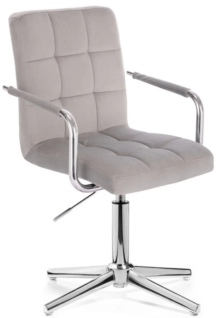 LuxuryForm DESIGN Otočná židle VERONA VELUR na stříbrném kříži - světle šedá