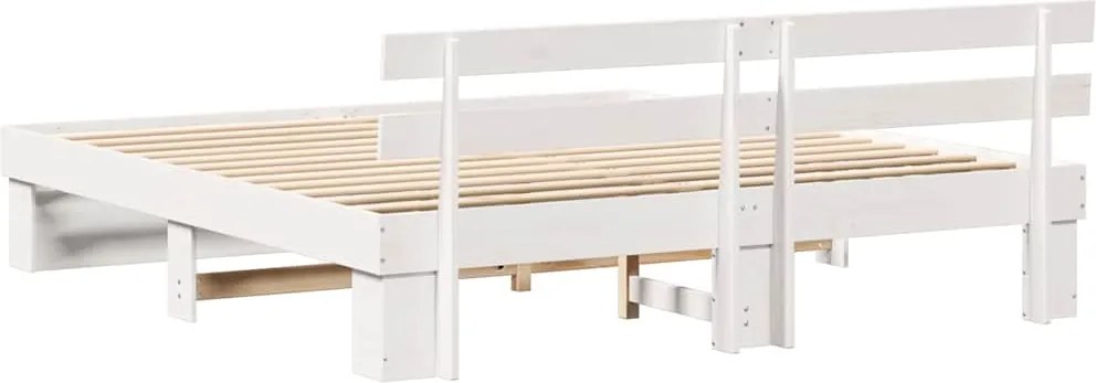 Rám postele s čelo Bílá 180 x 200 cm Masivní borové dřevo 3385674