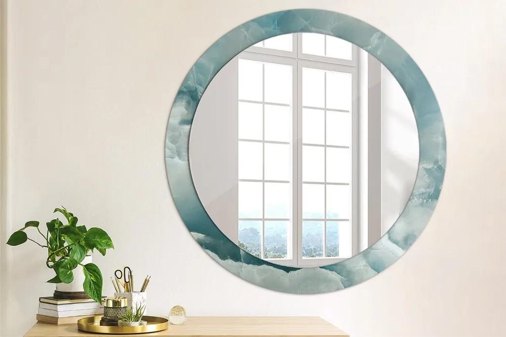 Kulaté dekorativní zrcadlo na zeď Modrý onyx mramor fi 80 cm