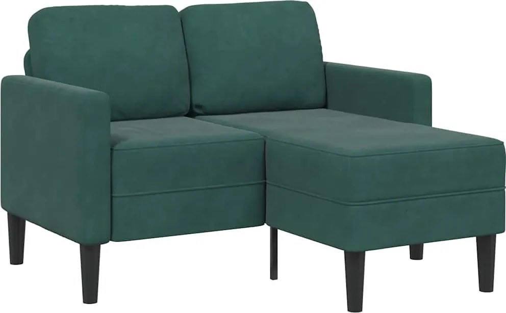 vidaXL Dvoumístná pohovka s lehátkem ve tvaru L 125 cm samet [4107072] Barva: Tmavě zelená