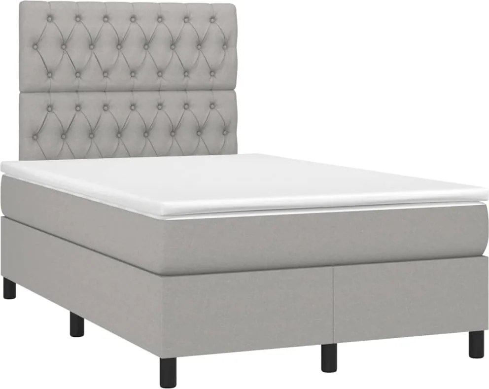 Box spring postel s matrací světle šedá 120 x 200 cm textil 3142001