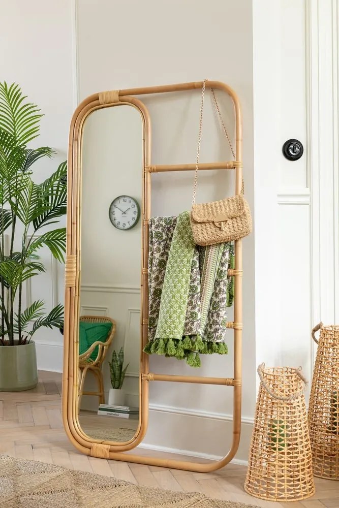 Přírodní ratanové zrcadlo se žebříkem Ellen Rattan Natural - 80*3*152cm