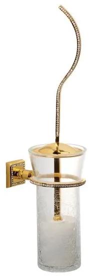 Toaletní kartáč Mimoza - úchyt do zdi s potahem 24k zlata