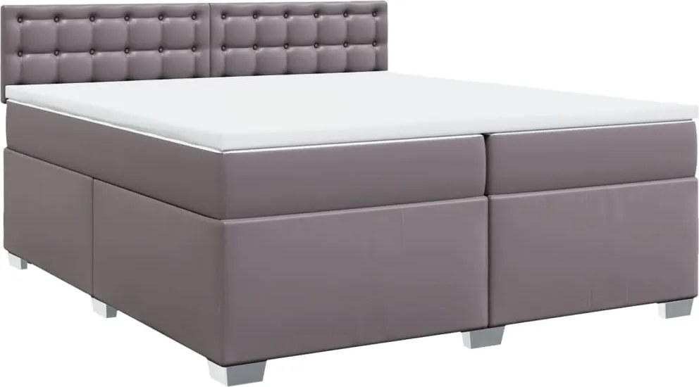 Box spring postel s matrací šedá 200x200 cm umělá kůže 3288438