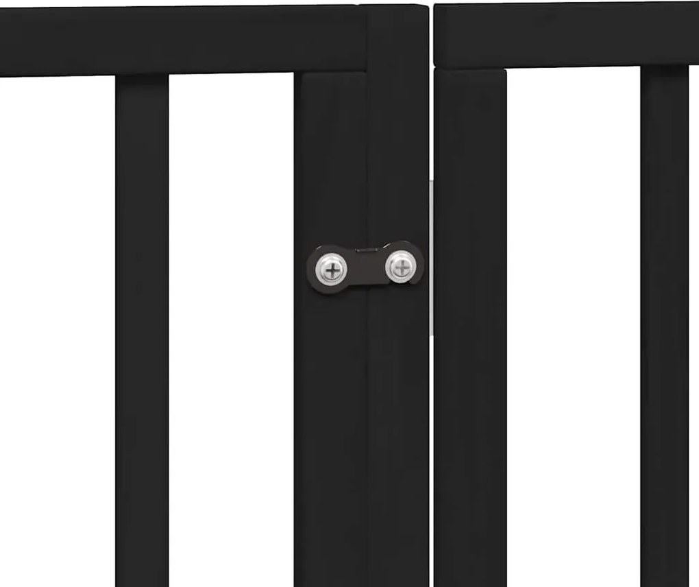Zábrana pro psy s dvířky skládací 8 panelů černá 640 cm topol 3155570
