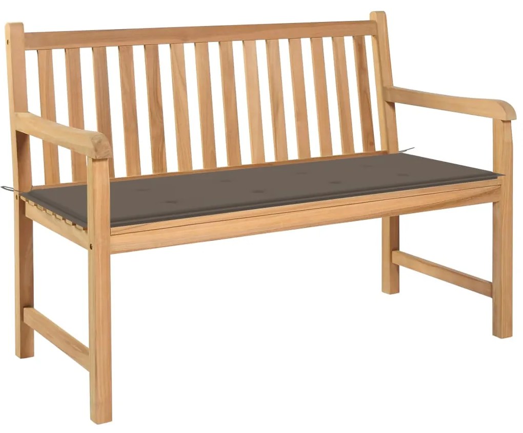 vidaXL Zahradní lavice s taupe poduškou 120 cm masivní teak