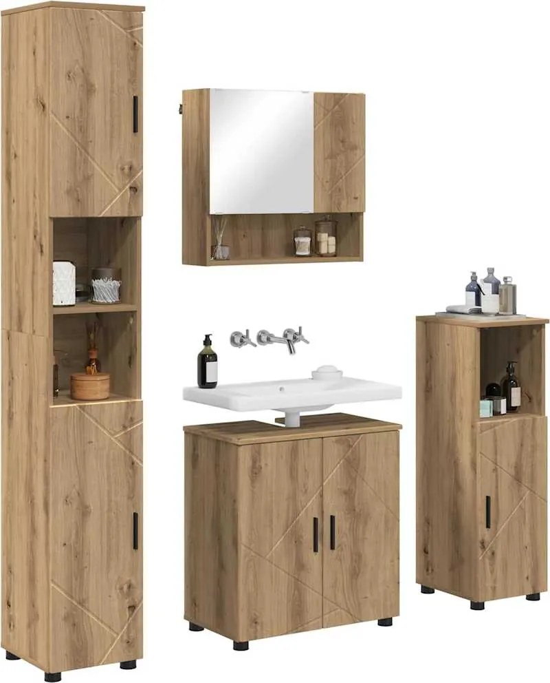 Sada koupelnového nábytku 4 ks Artisanový dub 61 x 35 x 64 cm 3392972