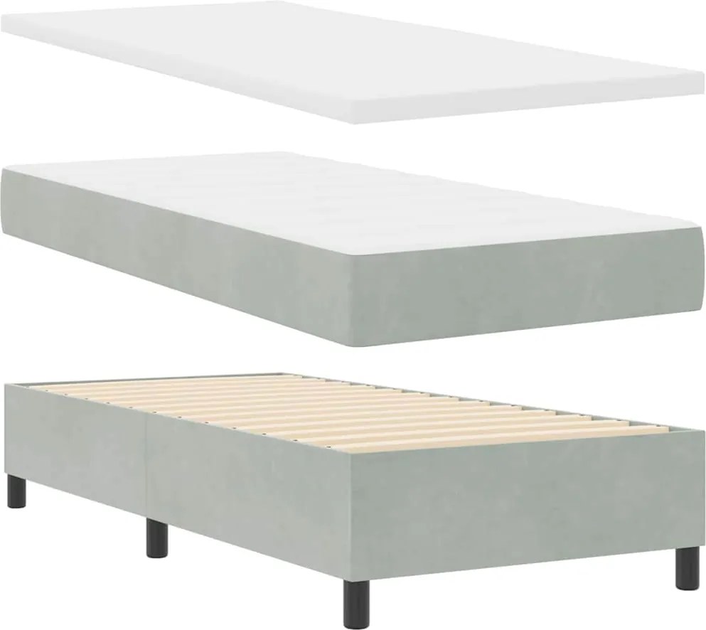 Postel s boxspringem s čelo Světle šedá 200 x 80 cm samet 3344474