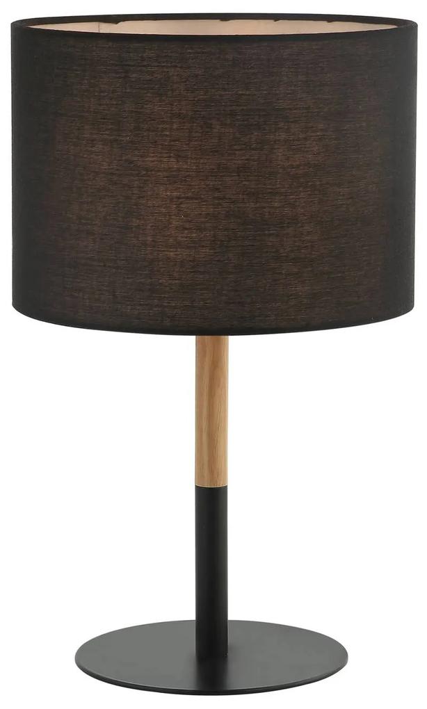 Textilní stolní lampa 20214 kov/světlé dřevo černá