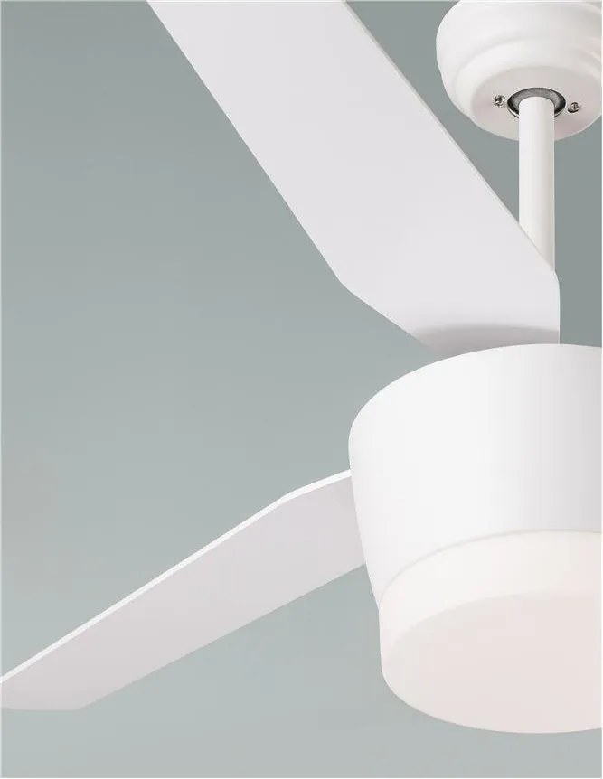NV 5260261 Stropní ventilátor se světlem MONSOON tělo z oceli matná bílá a sklo 3ABS dřevěné listy LED 18W 3000K - NOVA LUCE