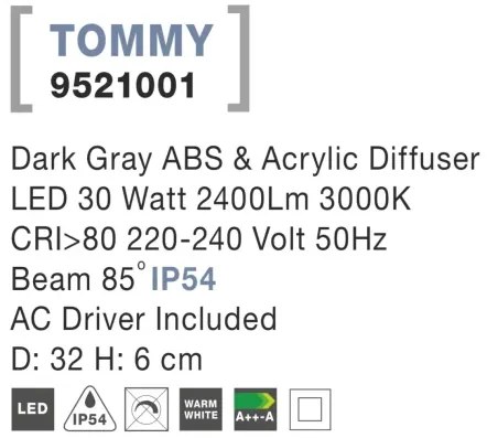 Venkovní LED svítidlo Tommy 32 tmavě šedá