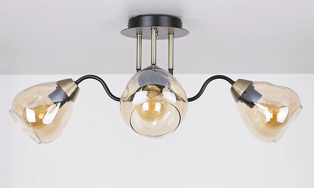 Černo-zlaté stropní svítidlo Unica pro žárovku 3x E27  - Candellux