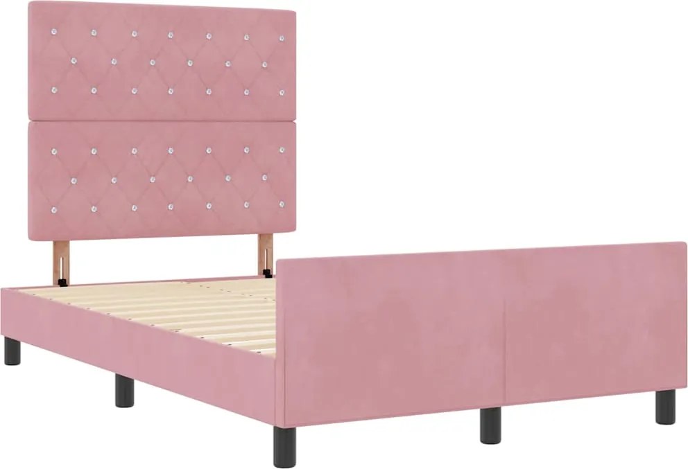 Postel s boxspringem s čelo Růžová 120 x 200 cm samet 3344866