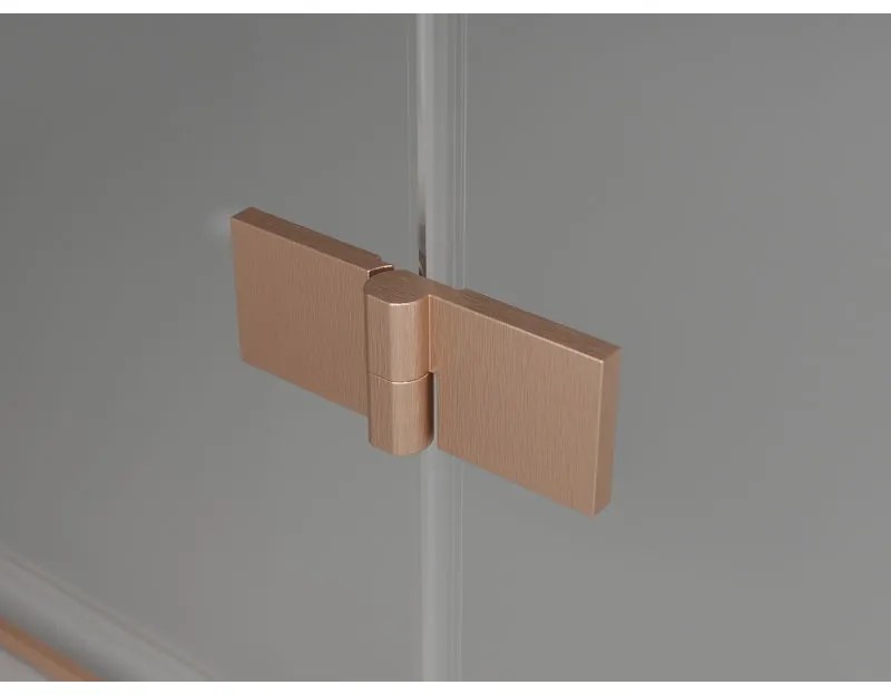 Mexen Lunar T, pravý výklopný sprchový kout 140 x 110 cm, 8mm čiré sklo, profil měděná matná, 834T-140-110-65-00-P