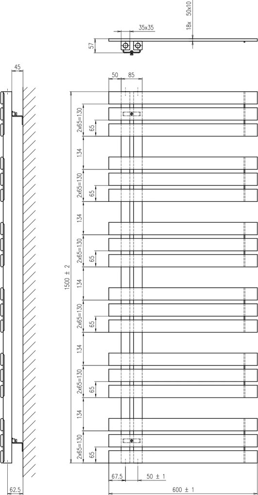 Sapho SILVANA otopné těleso 600 x 1500 mm agila mat hnědá IR156A