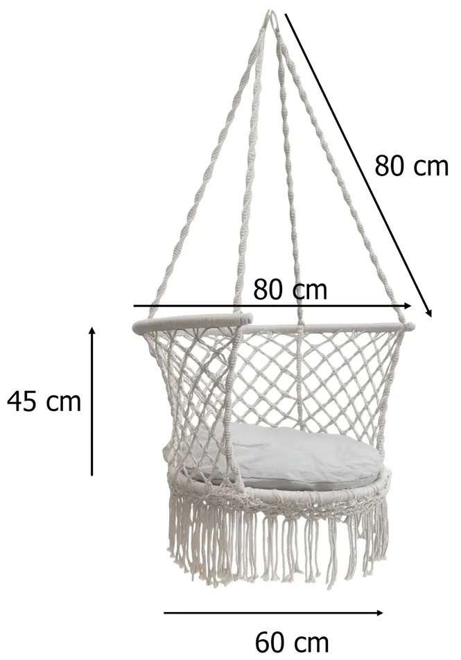 Creative Corner Zahradní houpačka Čapí hnízdo s opěradlem šedá 80 cm 150 kg