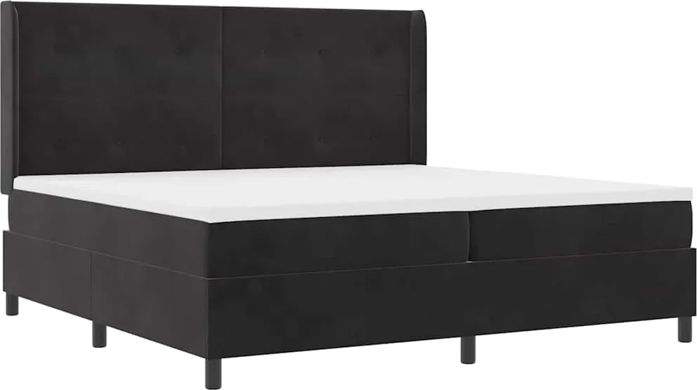 Postel s boxspringem s čelo Černá 200 x 200 cm samet 3342028