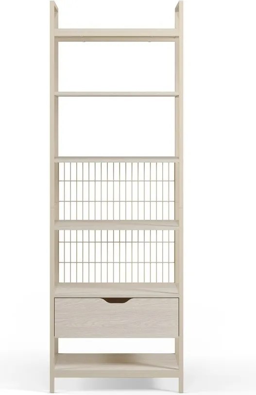 Krémová ocelová knihovna 60x179,5x40 cm Amara – Marckeric