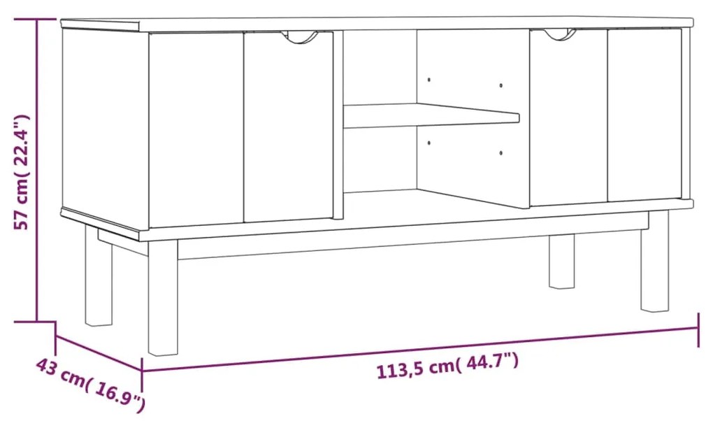 TV skříňka OTTA 113,5 x 43 x 57 cm masivní borové dřevo