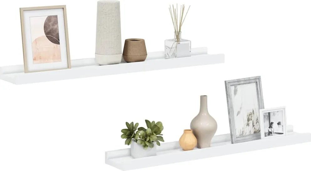 Poličky na zarámované obrázky 2 ks bílé 60 x 9 x 3 cm MDF 323929