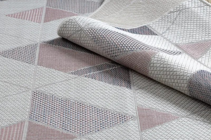 Dywany Łuszczów, Kusový koberec Sion Sisal Triangles B3006A ecru/pink – na ven i na doma, 120x170, růžová, chodba / předsíň